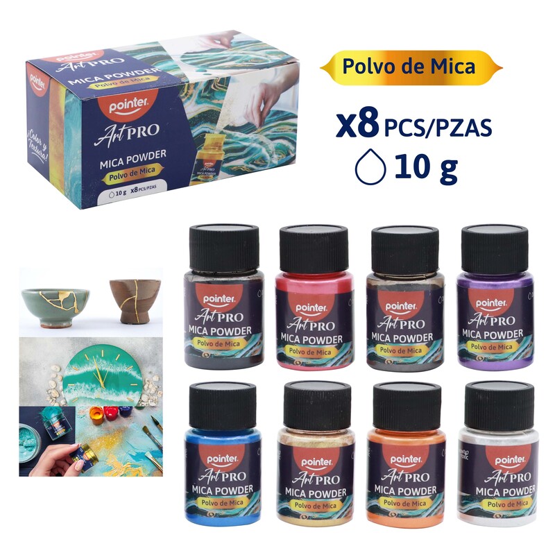 POLVO MICA 10g x8 COLORES | Mundo Escolar MGTA